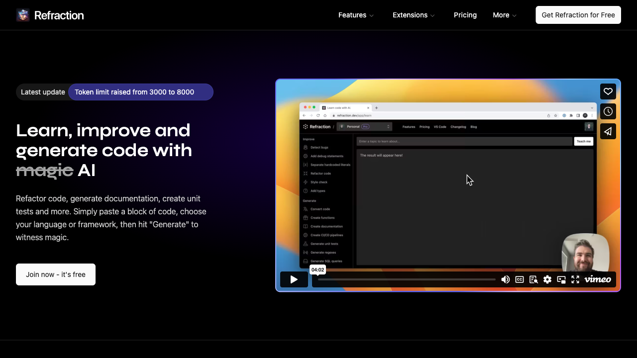 Refraction AI Tool for Coding - Reviews, Pricing, Use Cases - AI Crunch